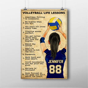 Custom Personalized Motivational Volleyball Life Lessons Poster, Canva ...