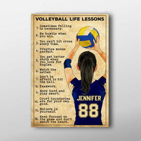 Custom Personalized Motivational Volleyball Life Lessons Poster, Canva ...