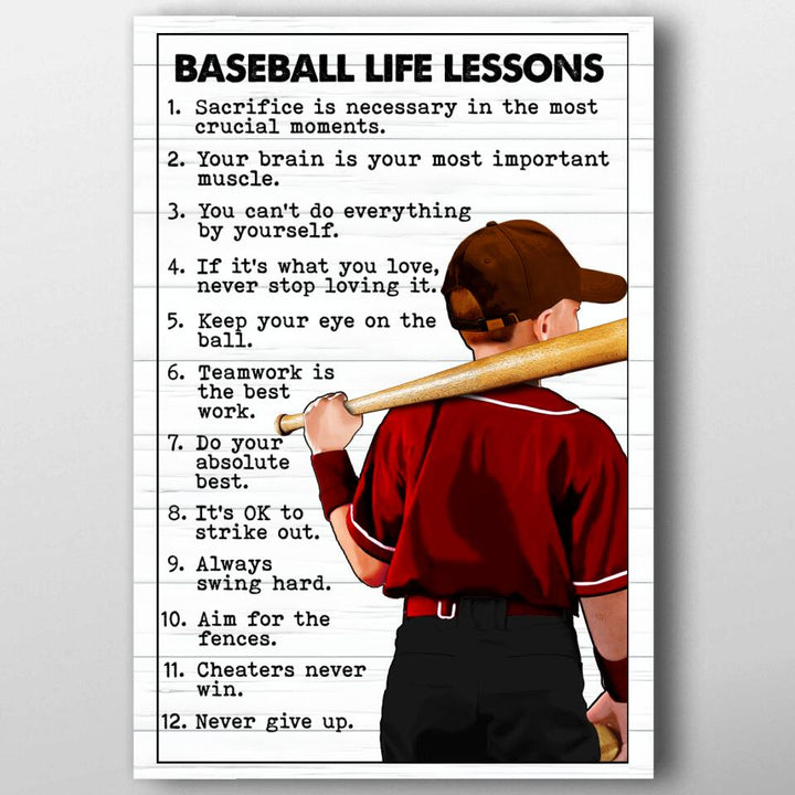 Custom Personalized Baseball Life Lessons Poster, Canvas with custom N ...