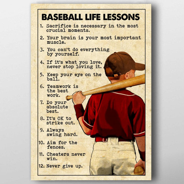 Custom Personalized Baseball Life Lessons Poster, Canvas with custom N ...