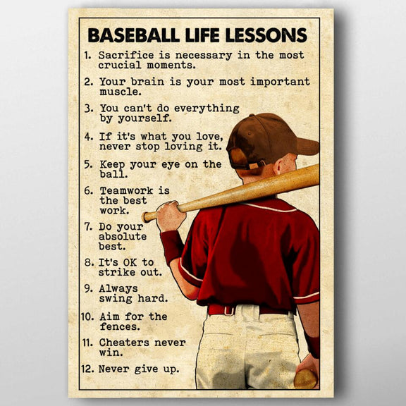 Custom Personalized Baseball Life Lessons Poster, Canvas with custom N ...