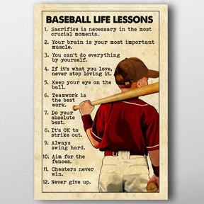 Custom Personalized Baseball Life Lessons Poster, Canvas with custom N ...