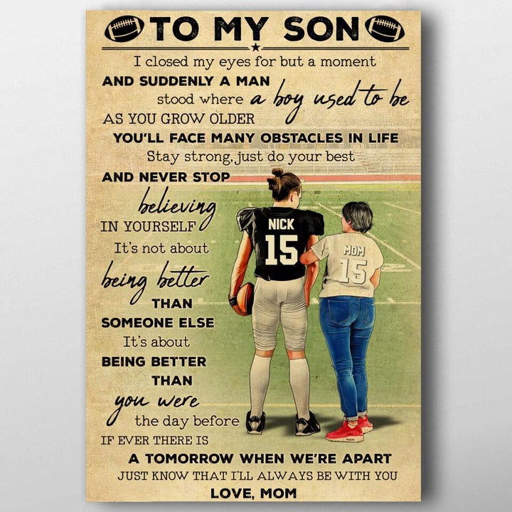 Custom Personalized Football Poster, Canvas, Vintage Style, Sport Gift ...