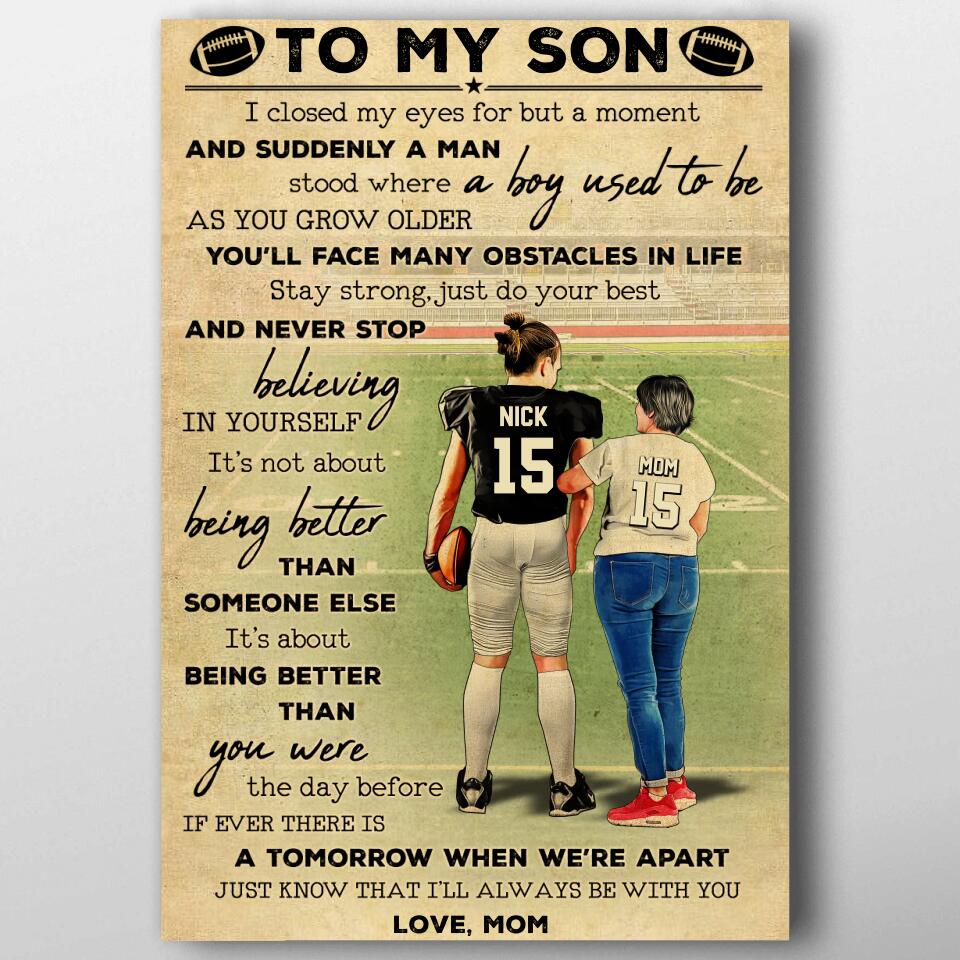 Custom Personalized Football Poster, Canvas, Vintage Style, Sport Gift ...