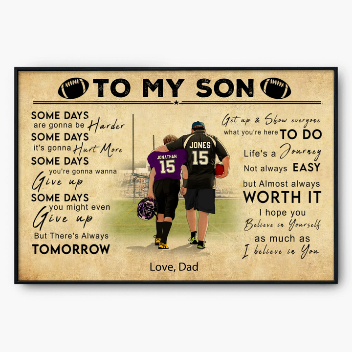 Personalized Football Poster, Canvas with custom Name, Number, Appeara ...